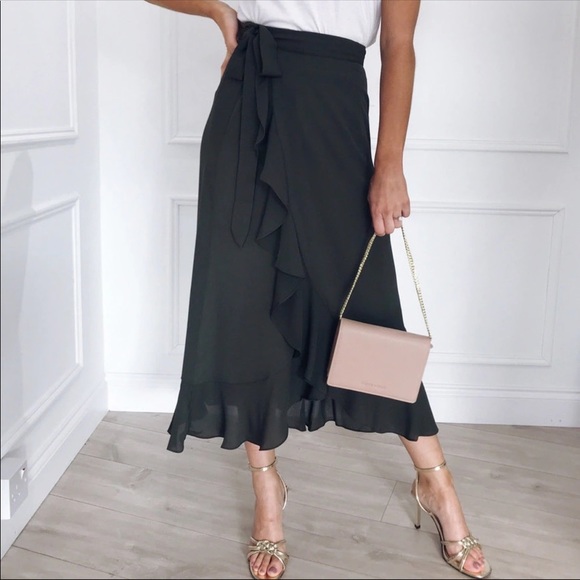 Skirts | Green Faux Wrap Ruffle Tie Maxi Skirt | Poshmark